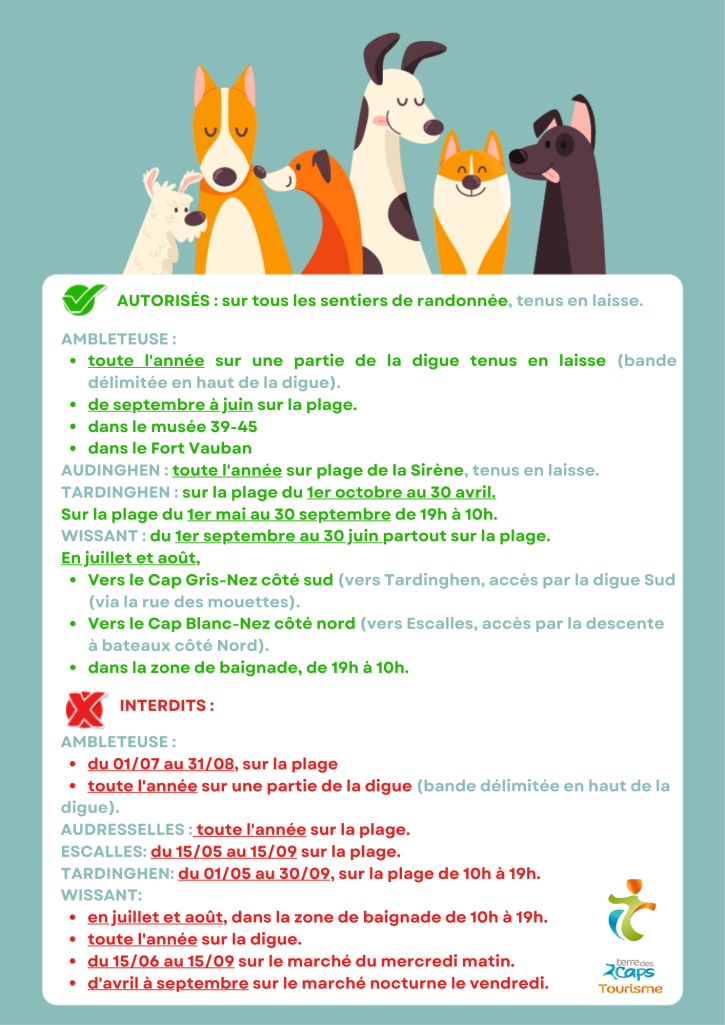 Réglementation pour l'accès des chiens | La terre des 2 caps